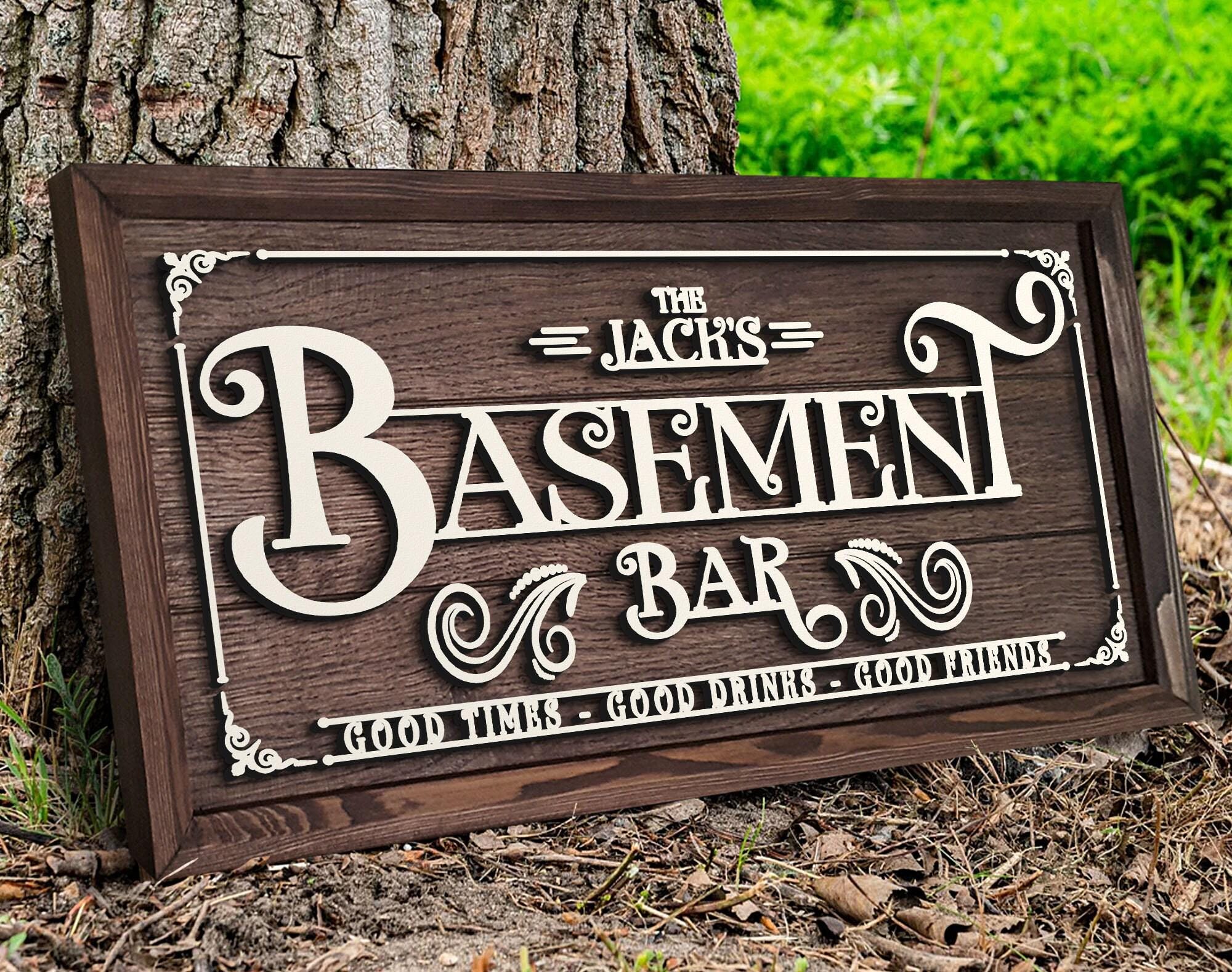Personalized Handmade Oak Tree Bar Sign, Custom Wood Bar Sign, Bar and ...