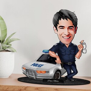 Personalized 3D Wooden Cartooned Police Officer Figurine Trinket ...
