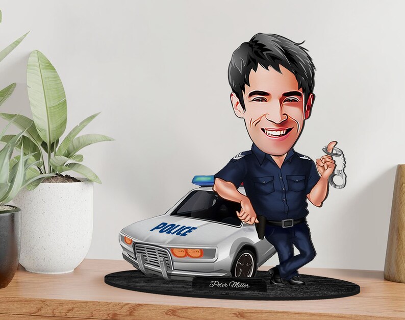 Personalized 3D Wooden Cartooned Police Officer Figurine - Etsy