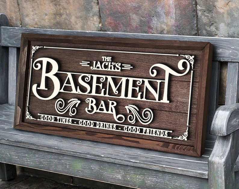 Personalized Handmade Oak Tree Bar Sign Custom Wood Bar Sign - Etsy