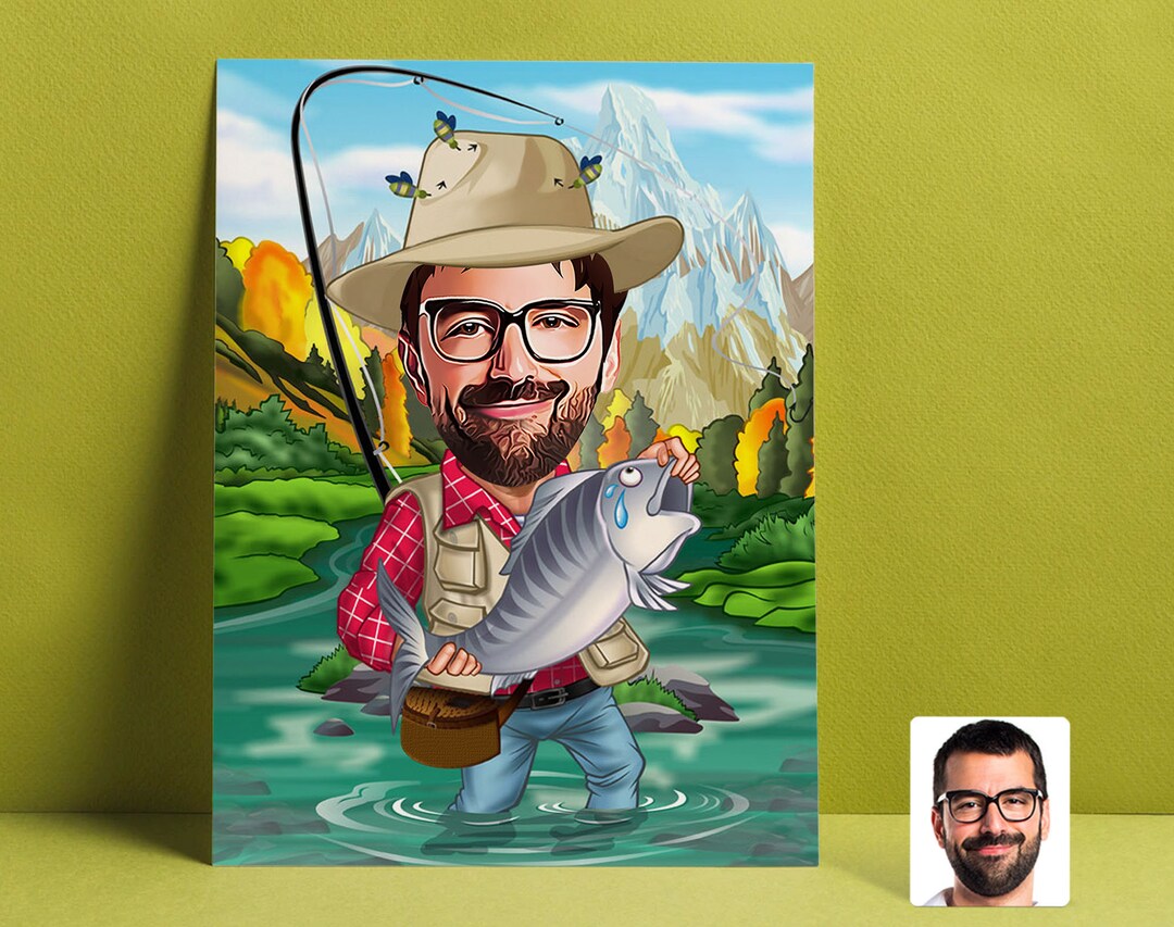 Customized Cartoon Fisherman B, Custom Catch Fisherman Figure, Fishing ...