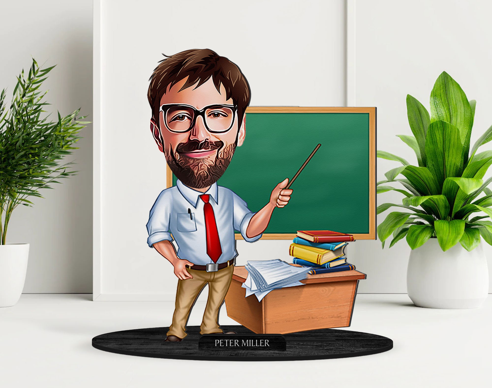 Personalized 3D Wooden Cartooned Teacher Figurine Trinket - Etsy