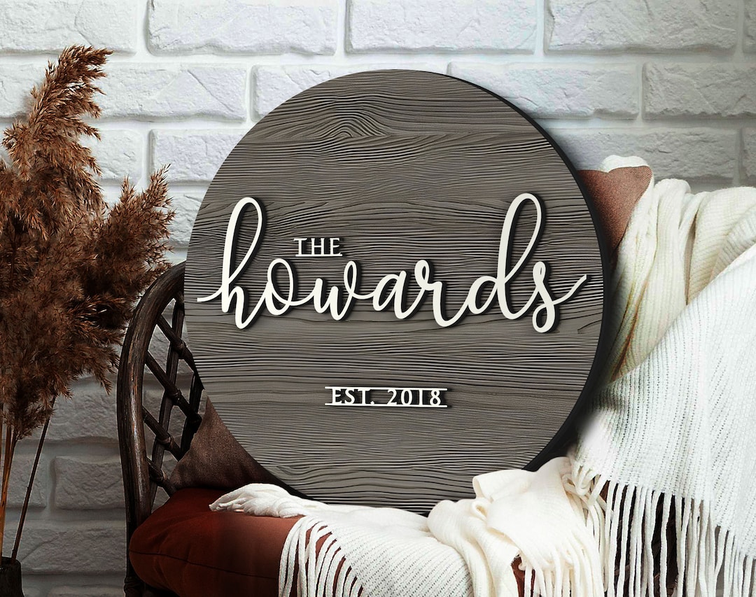 Personalized Wedding Gift, Round Last Name Established Sign, Family ...