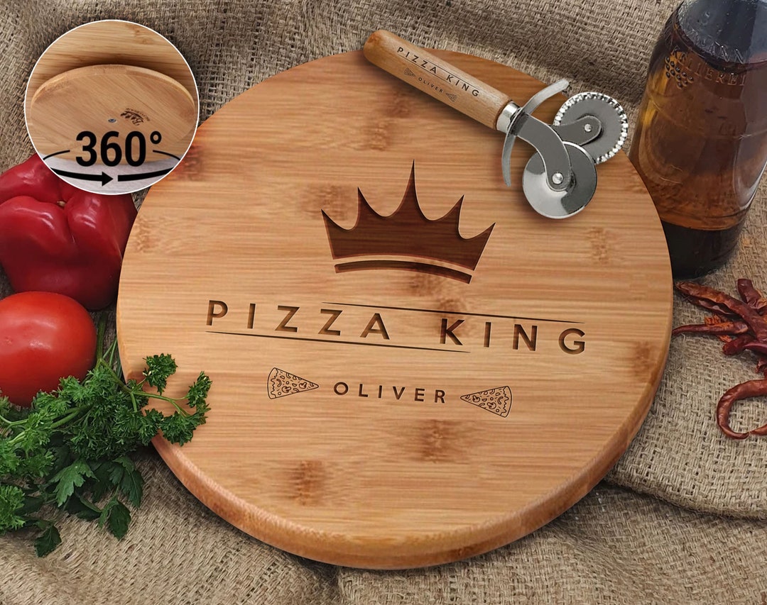 Pizza Board With Name Bamboo Wooden Turntable Pizza Cutting - Etsy
