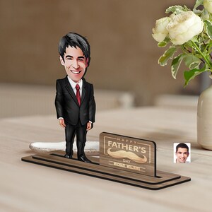 Personalized 3D Wooden Cartooned Dad Figurine Trinket, Custom Cartoon ...