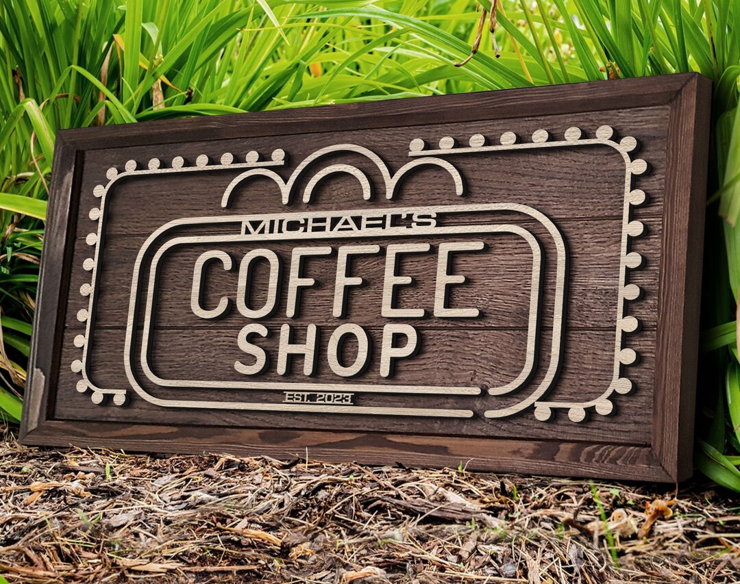 Personalized Handmade Oak Tree Cafe Bar Sign Custom Wood - Etsy