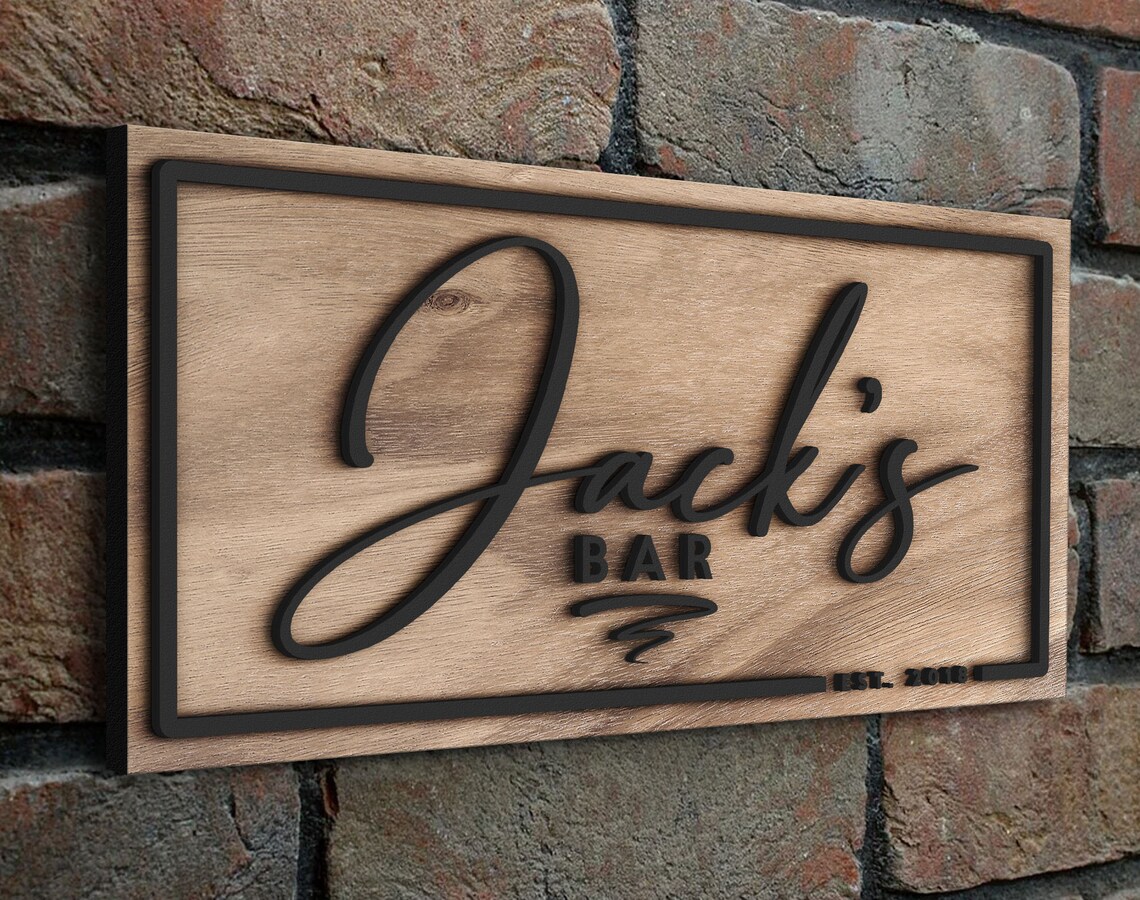 Personalized Bar Sign Wooden Sign Gift Custom Wood Sign - Etsy