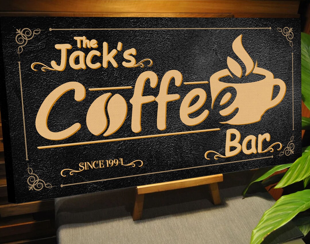 Personalized Canvas Coffee Bar Sign, Custom Canvas Frame, Coffee Shop ...