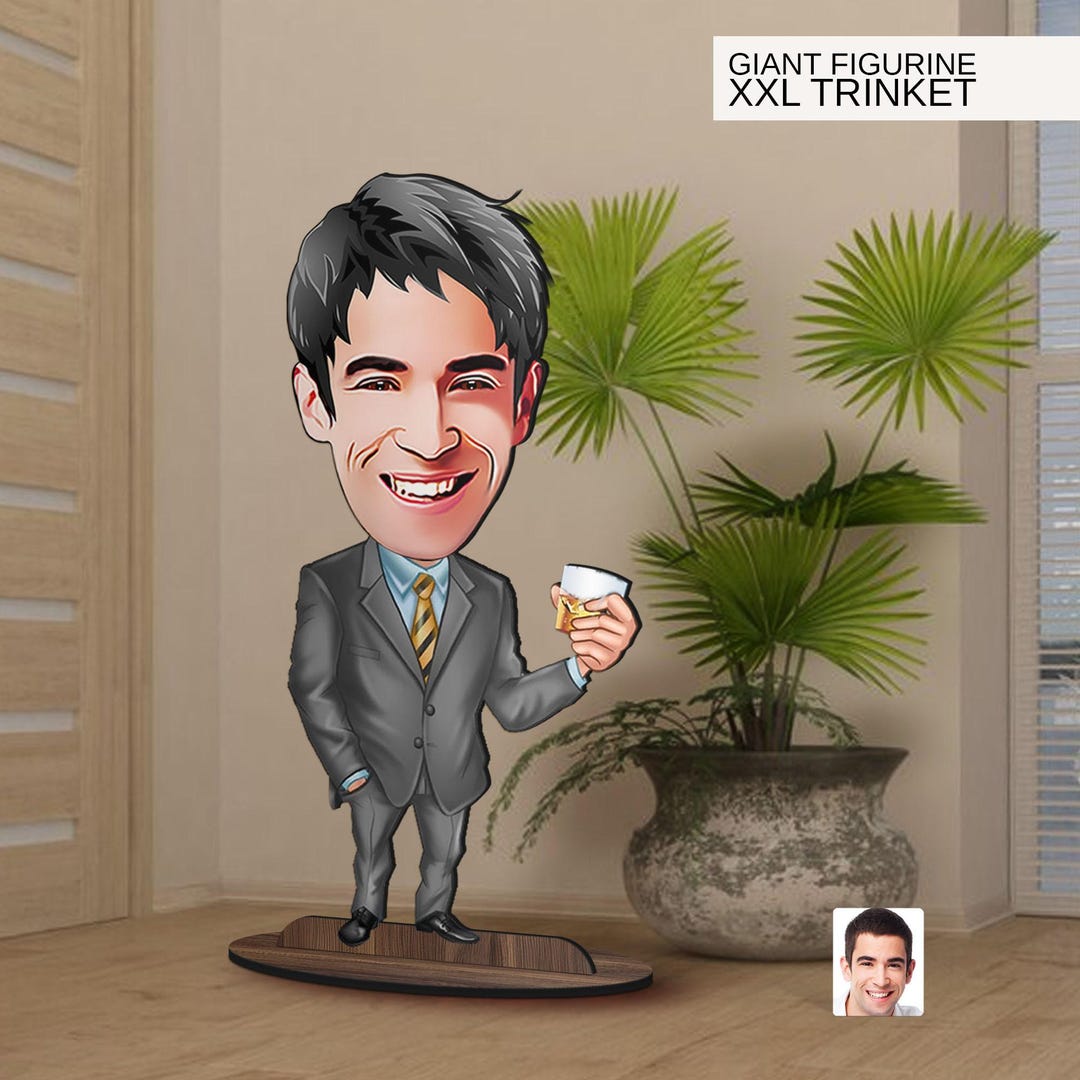 Personalized 3D Wooden Cartoon Boss CEO Oversized Figurine Trinket ...
