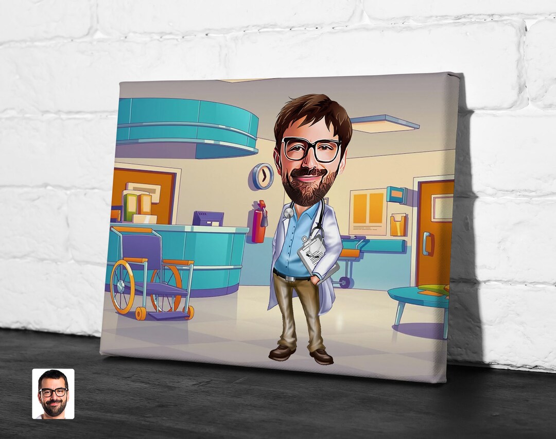 Personalized Doctor Cartoon Drawing, Custom Physician Cartoon Drawing ...
