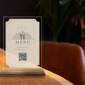 Custom Made QR Code Menu Sign, Custom Natural Wood and Acrylic ...