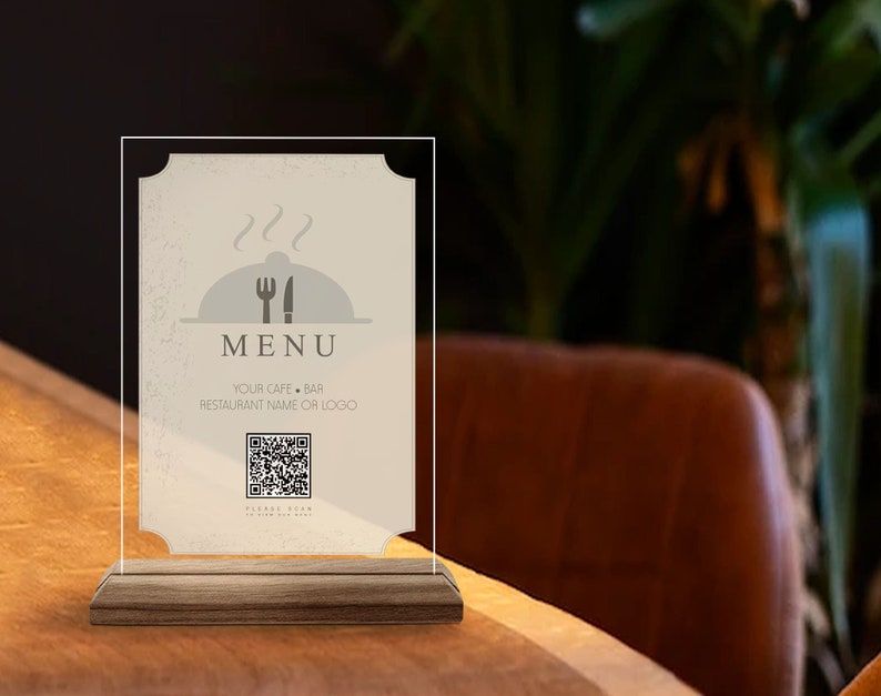 Custom Made QR Code Menu Sign Custom Natural Wood and Acrylic - Etsy