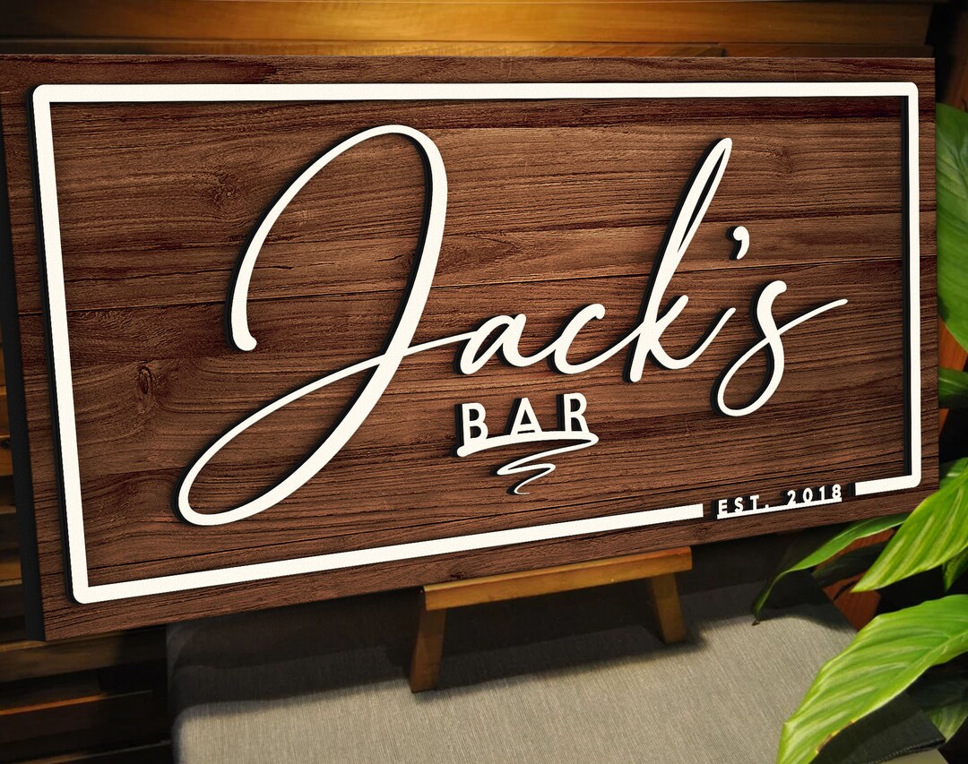 Personalized Bar Sign Wooden Sign Gift Custom Wood Sign - Etsy
