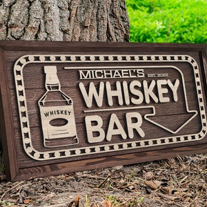 Personalized Handmade Oak Tree Bar Sign, Custom Wood Bar Sign, Bar and ...