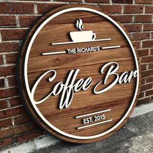Personalized Coffee Bar Coffee Shop Sign Round Wooden Sign - Etsy
