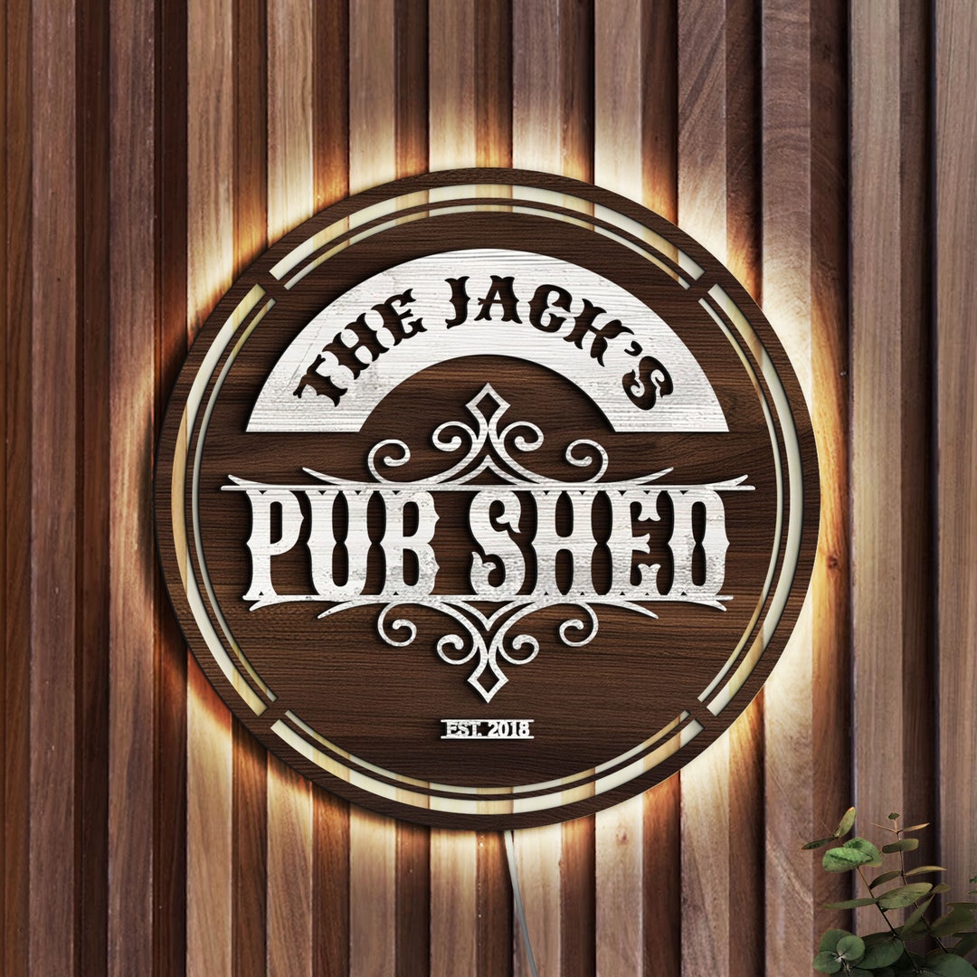 Personalized LED Light Wooden Bar Sign Custom Embossed Round - Etsy