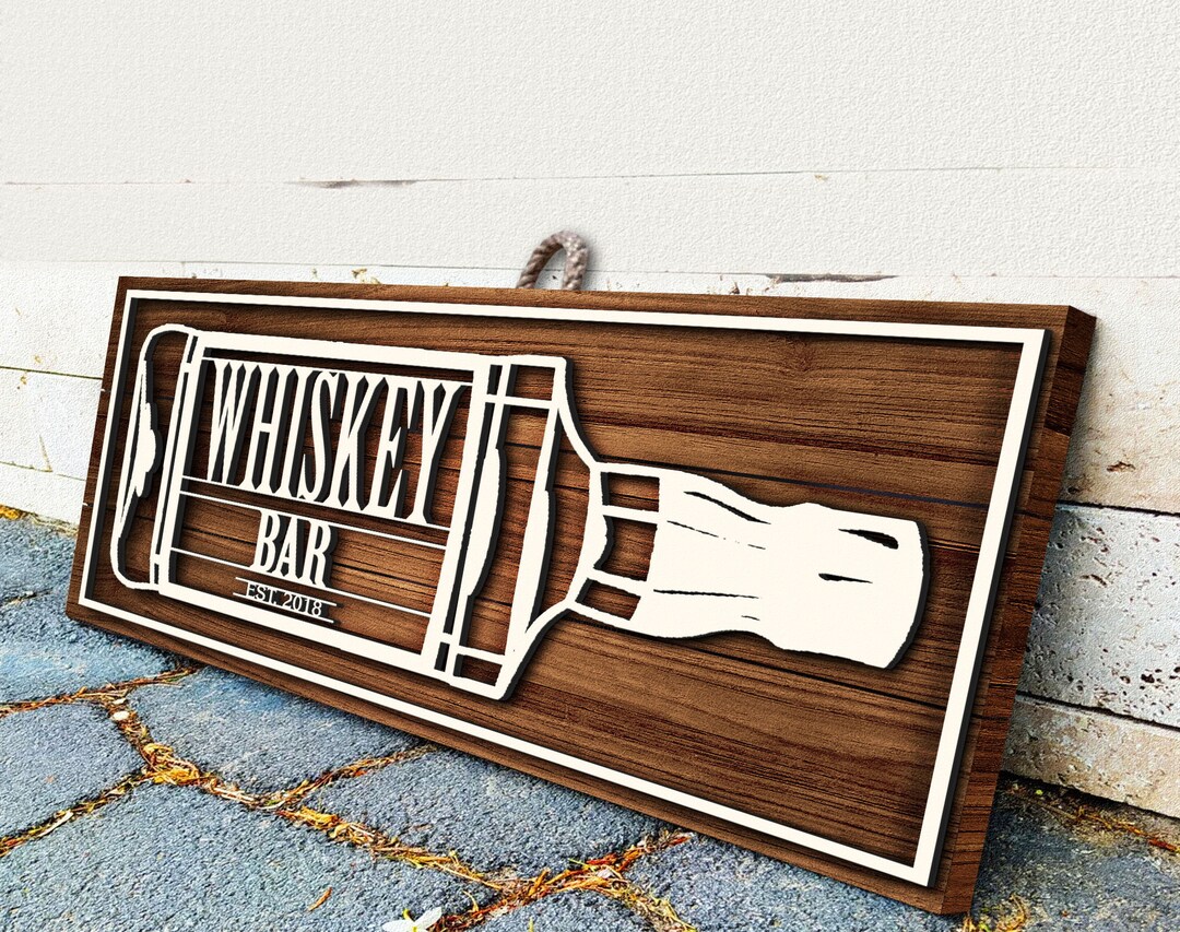 Custom Natural Wood Bar Sign, Personalized Pub Sign, Whiskey Bar Sign ...