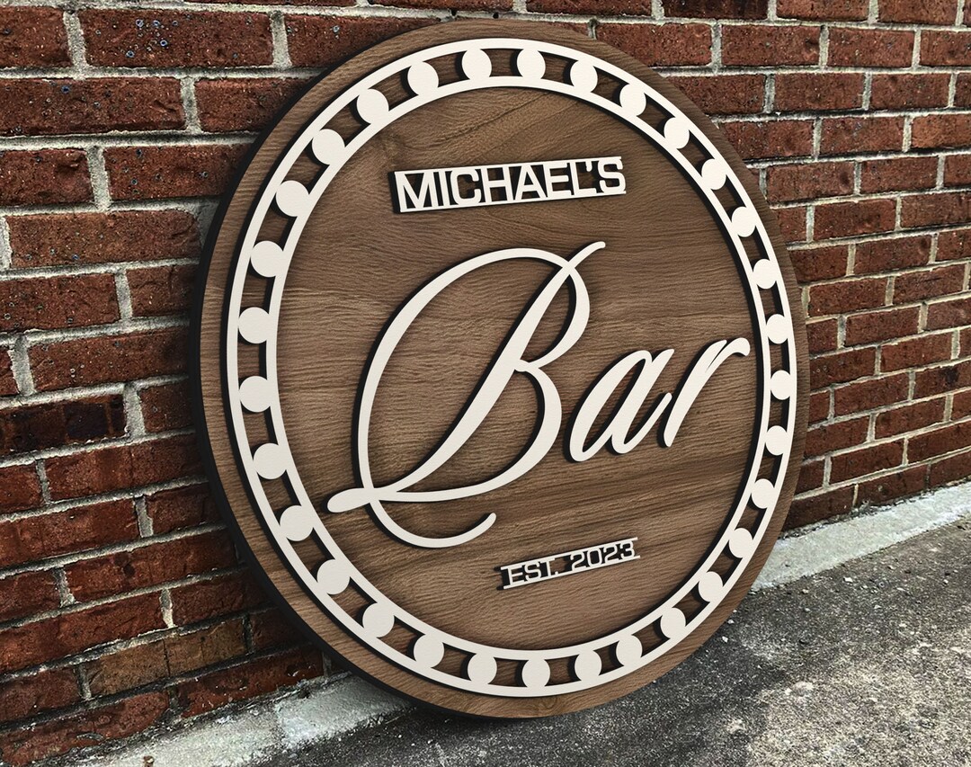 Personalized Bar Sign Round Wooden Sign Whiskey Bar Decor - Etsy