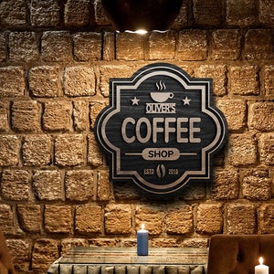 Personalized Coffee Bar, Coffee Shop Sign, Wooden Sign, Custom Wood ...