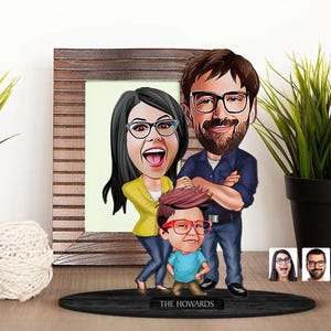 Personalized 3D Wooden Cartooned Family Figurine Trinket, Custom ...