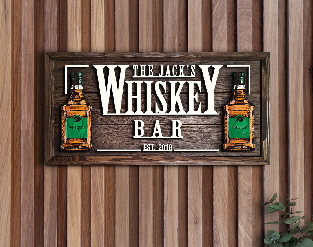 Personalized Handmade Oak Tree Bar Sign, Custom Wood Bar Sign, Bar and ...