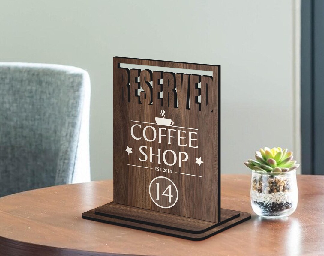 Personalized Reserved Table Sign, Custom Wooden Restaurant Sign ...