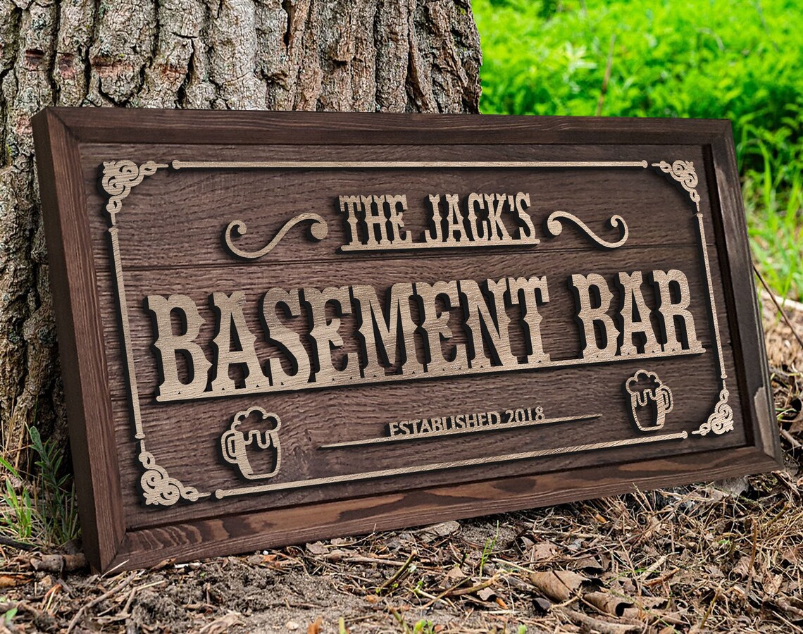 Personalized Handmade Oak Tree Bar Sign Custom Wood Bar Sign - Etsy