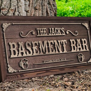 Personalized Handmade Oak Tree Bar Sign, Custom Wood Bar Sign, Bar and ...