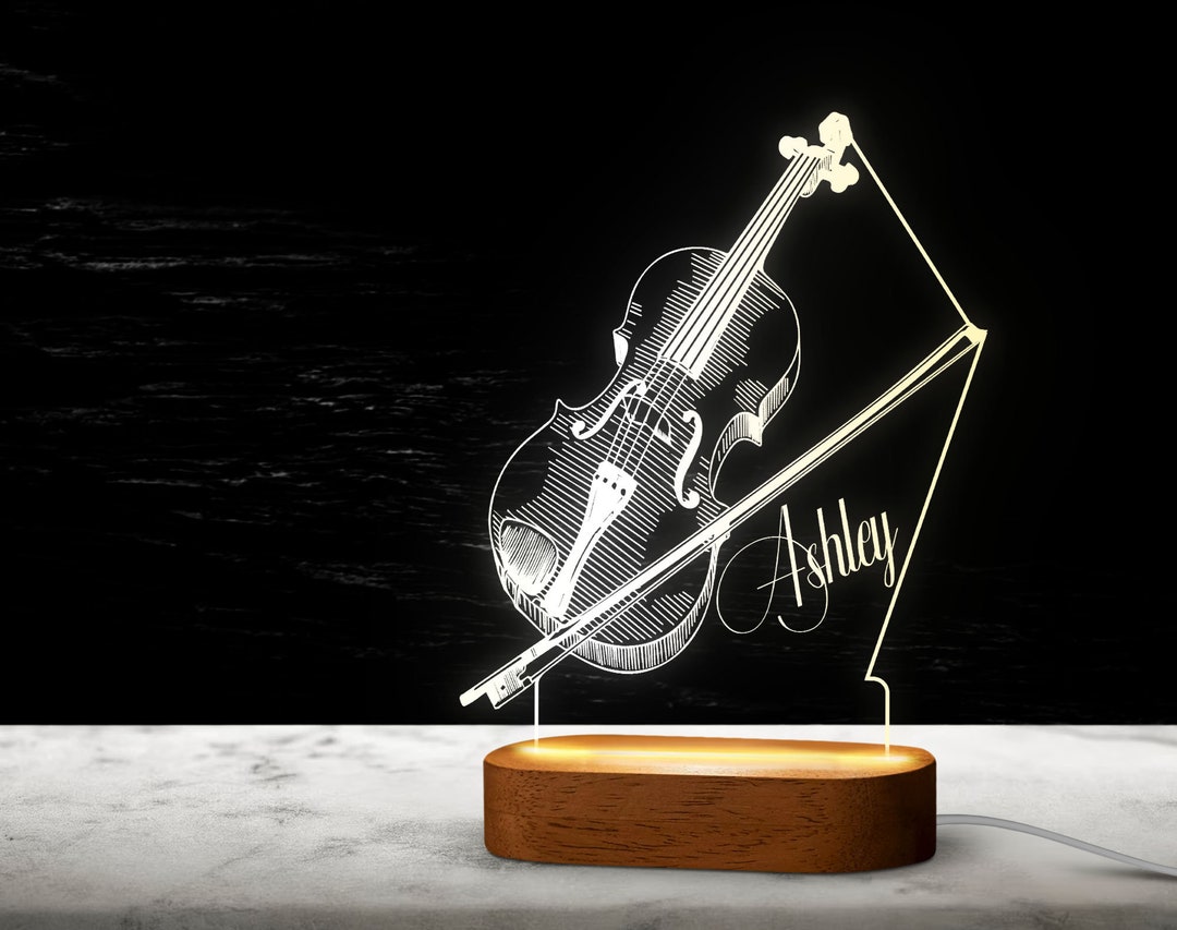 Custom Violin Figure LED Night Light Decor With Natural Wood - Etsy