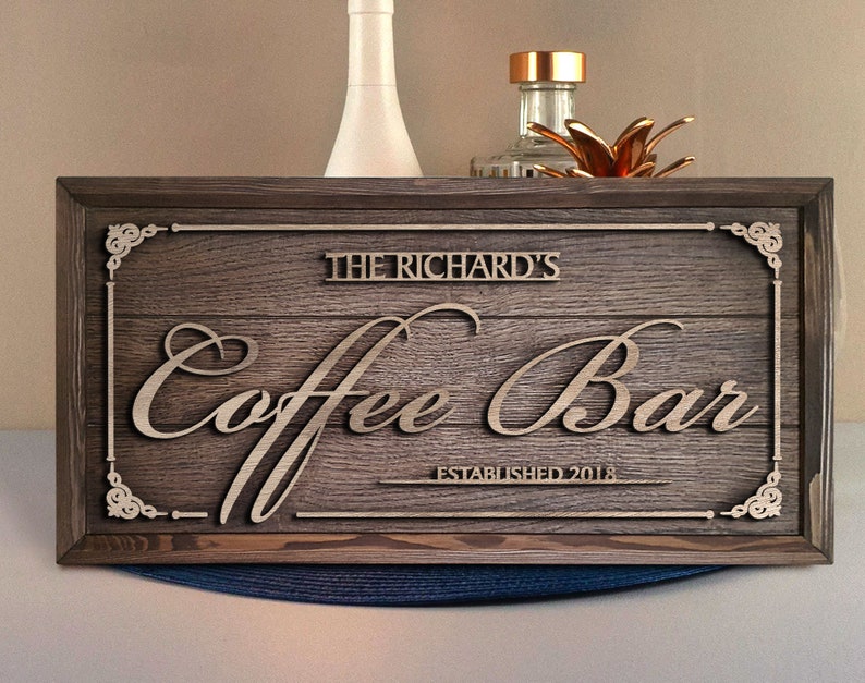 Personalized Handmade Oak Tree Coffee Shop Sign Custom Wood - Etsy