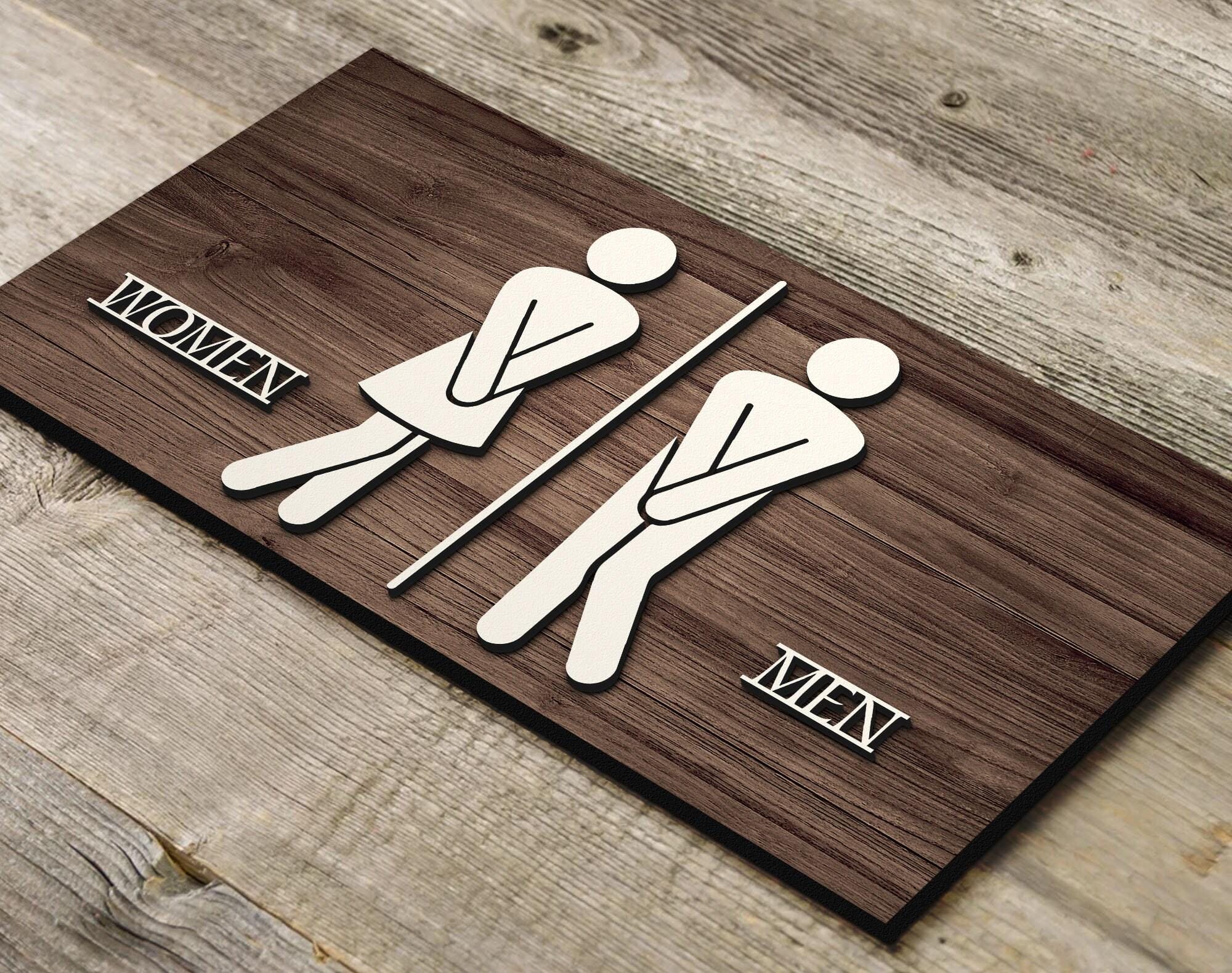 Restroom Door Sign, Men Women WC, Toilet Entrance, Restaurant Sign ...