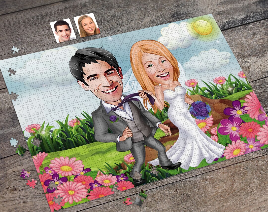 1000 Pieces Customizable Cartoon Wedding, Marriage Jigsaw Puzzle ...