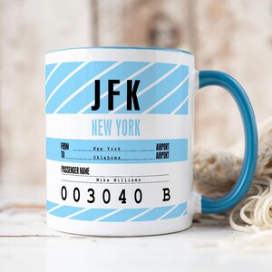 Personalized New York Airport Code Coffee Cup, Coffee Mug With Vintage ...