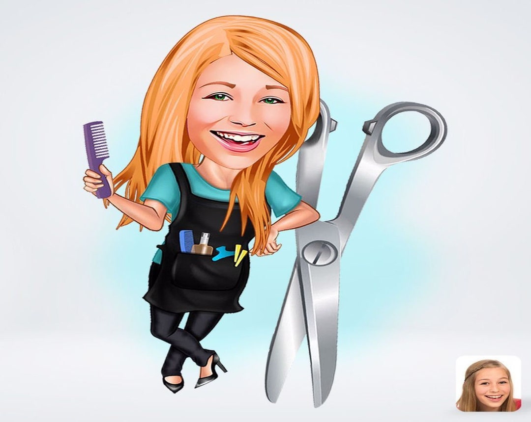 Personalized Female Hairdresser Drawing / Female Hairdresser Cartoon ...