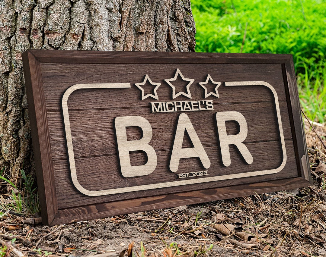 Personalized Handmade Oak Tree Bar Sign Custom Wood Bar Sign - Etsy