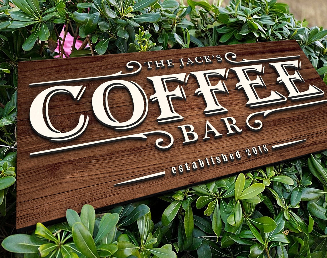 Personalized Coffee Bar Sign Wooden Sign Gift Custom Wood - Etsy