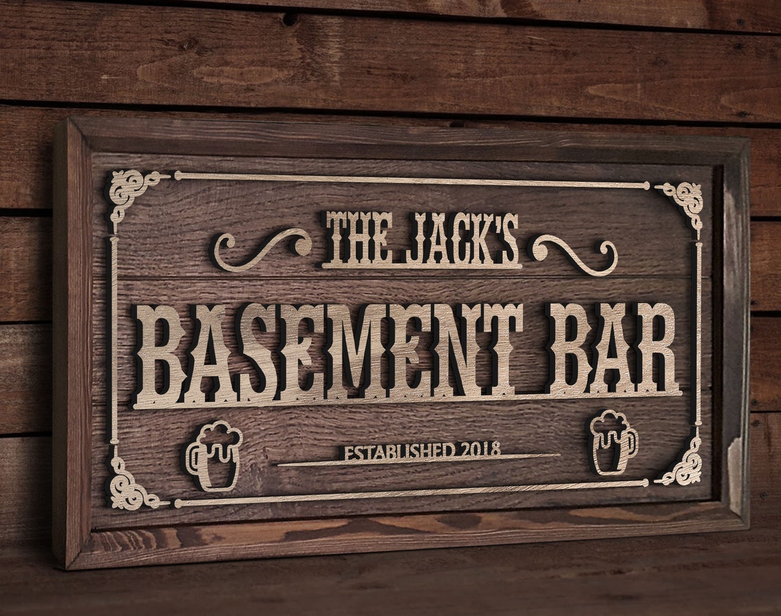 Personalized Handmade Oak Tree Bar Sign Custom Wood Bar Sign - Etsy