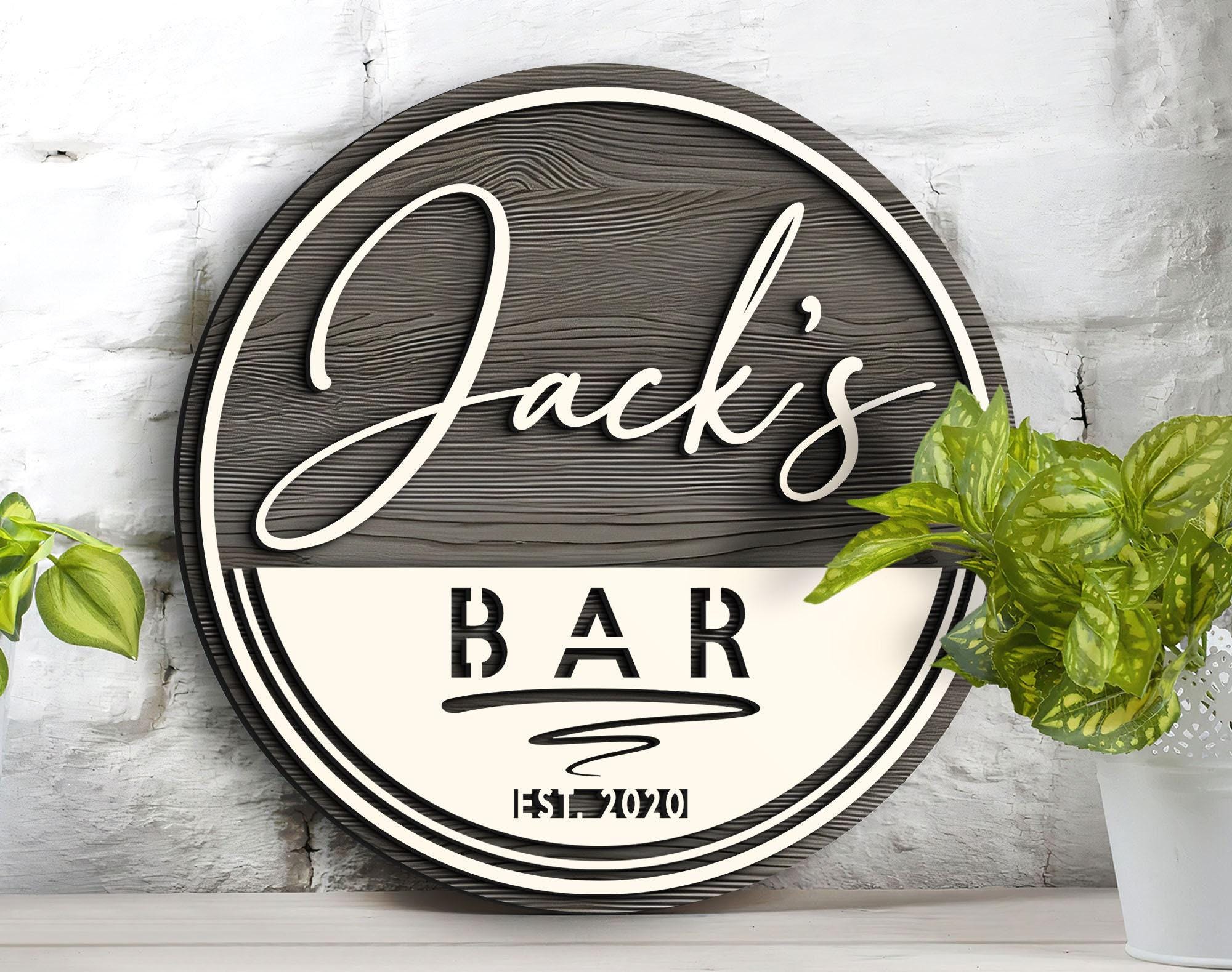 Personalized Bar Sign, Round Wooden Sign, Custom Wood Sign, Home Bar ...