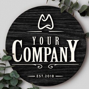 Personalized Wooden Logo Sign, Wooden Round Sign, Custom Wood Office ...
