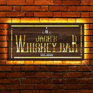 Personalized LED Light Wooden Bar Sign Custom Embossed Wood - Etsy