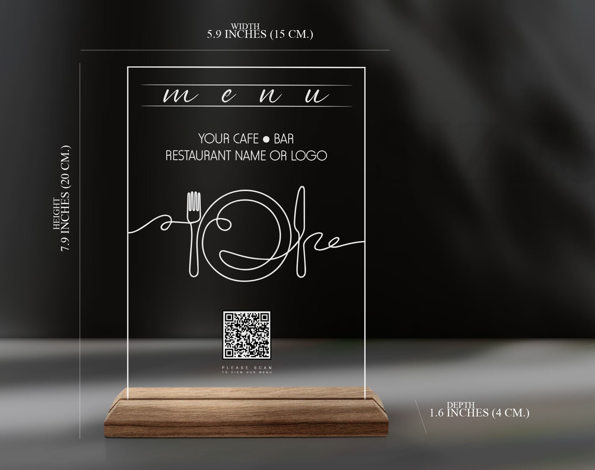 Custom Made QR Code Menu Sign Custom Natural Wood and Acrylic - Etsy