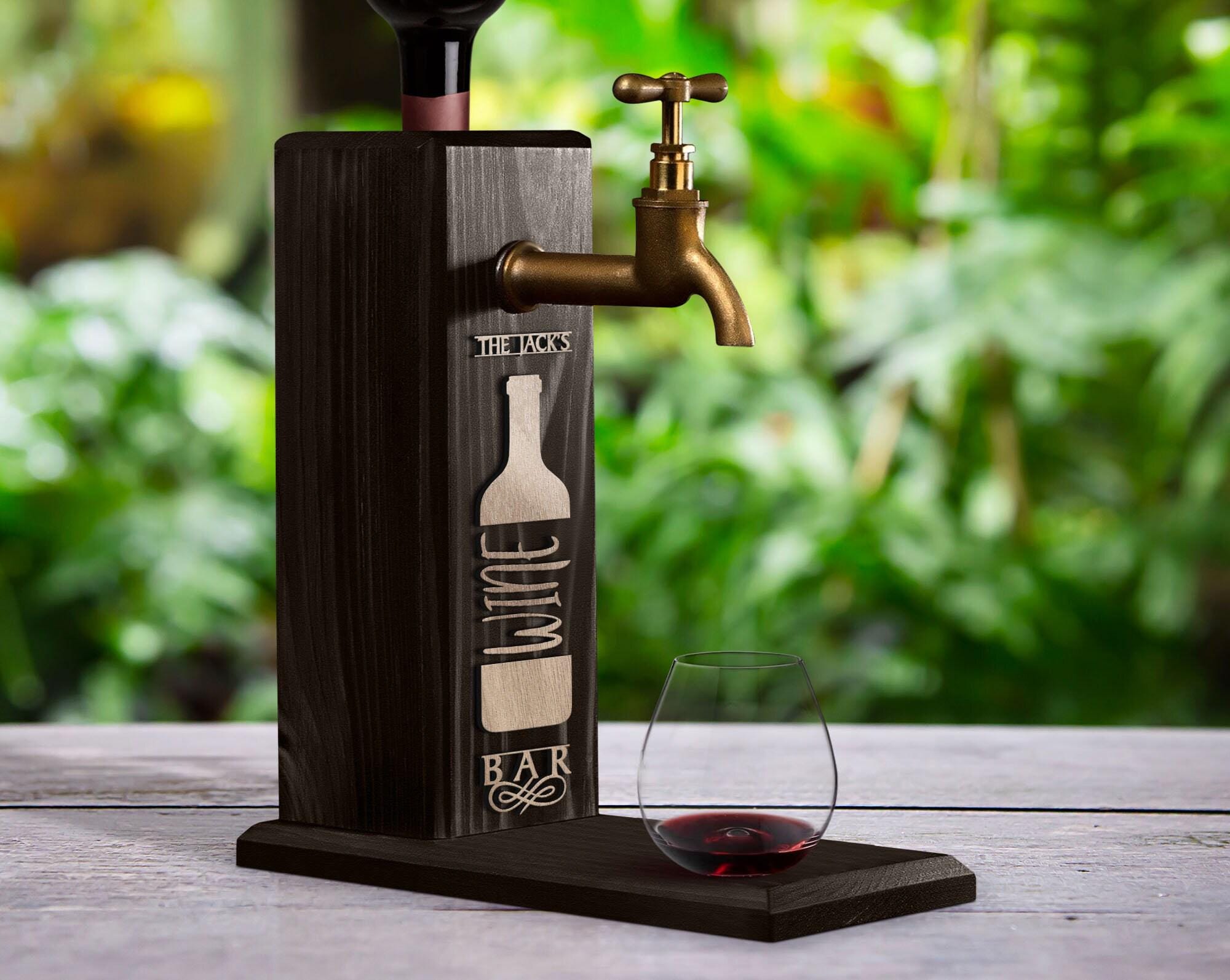 Personalized Embossed Name Wooden Wine Dispenser, Wood Dispenser ...