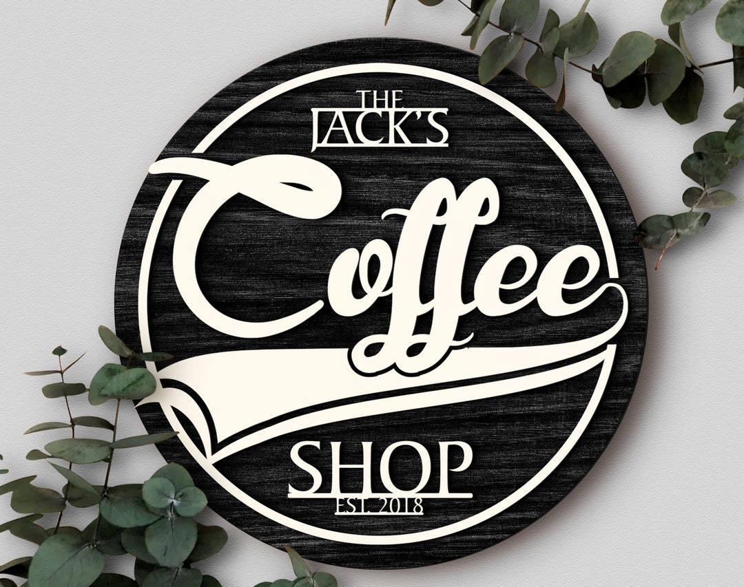 Personalized Coffee Bar, Coffee Shop Sign, Round Wooden Sign, Custom ...