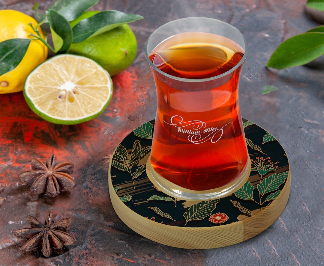 Personalized Turkish Arabian Tea Set With Special Wooden Plate,special ...