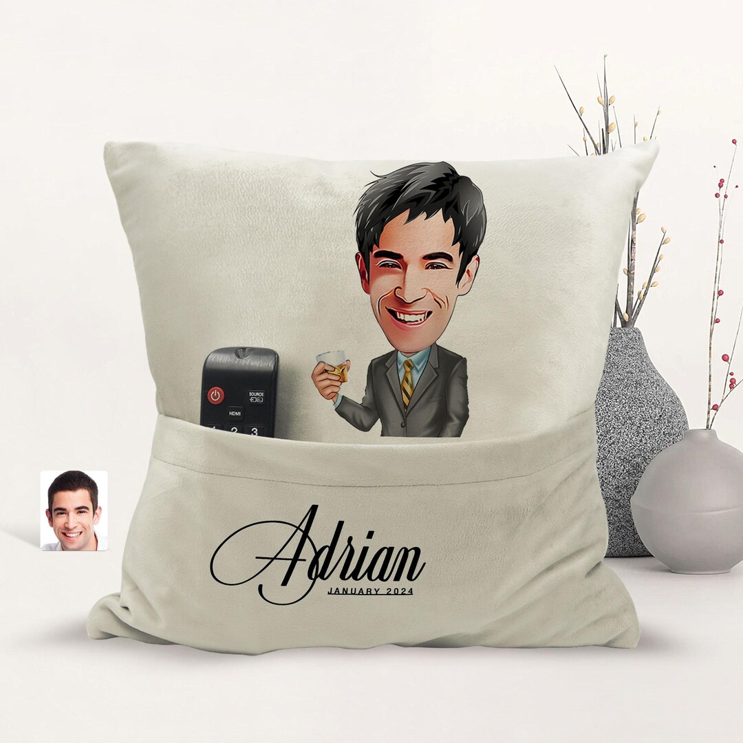 Personalized Boss Cartoon Pillow With Pockets, Custom Fluffy Pillow ...