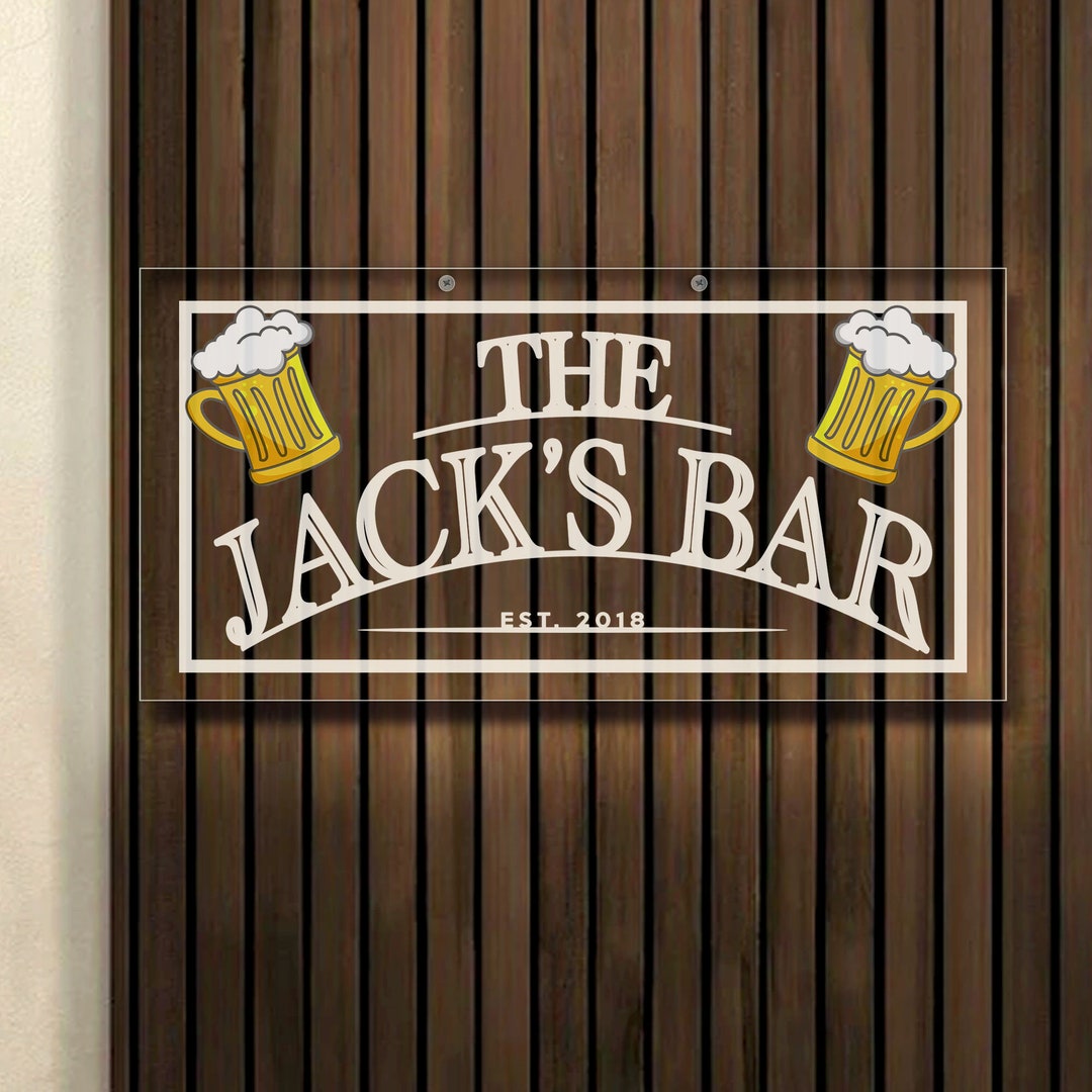 Personalized Clear Acrylic Bar Sign, Custom Bar Sign, Beer Pub, Man ...