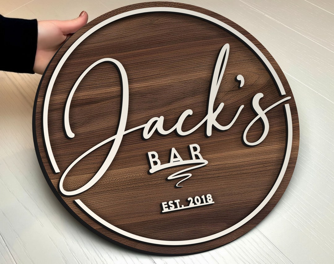Personalized Bar Sign, Round Wooden Sign, Custom Wood Sign, Home Bar ...