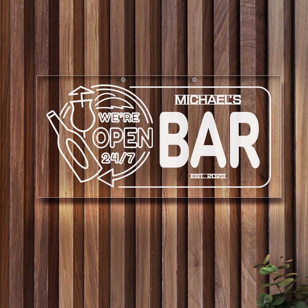 Personalized Clear Acrylic Bar Sign, Custom Bar Sign, Beer Pub, Man ...