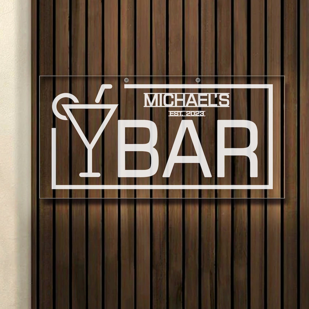 Personalized Clear Acrylic Bar Sign, Custom Bar Sign, Beer Pub, Man ...