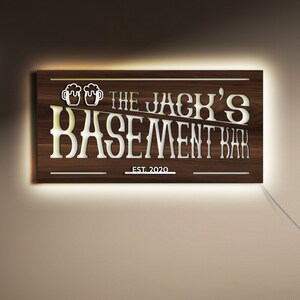 Personalized LED Light Wooden Bar Sign Custom Embossed Wood - Etsy